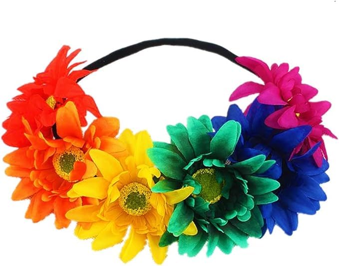 Amazon.com : AZMONADIO Rainbow Sunflower Headband Gay Pride Stuff ...