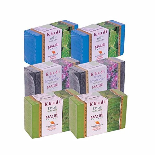 Amazon.com : Khadi Mauri Mint, Lime-Lavender & Khas Double Soap Combo ...