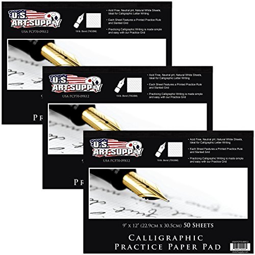 U.S. Art Supply 9" x 12" Premium Calligraphic Practice Paper Pad, 19 ...