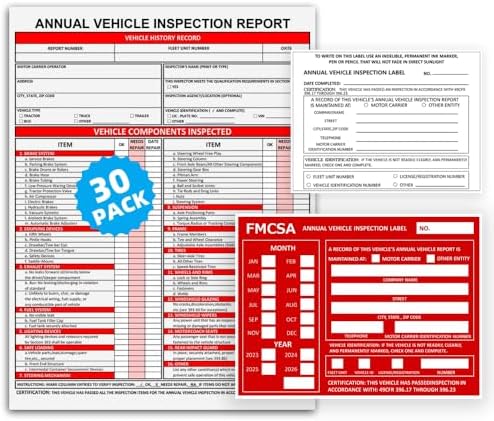 Amazon.com: Annual Vehicle Inspection Report 30-Pack, Carbonless dot ...
