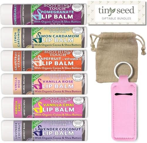Amazon.com : Vegan Lip Balm Set - Pack of 6 Soothing Touch Lip Balms ...