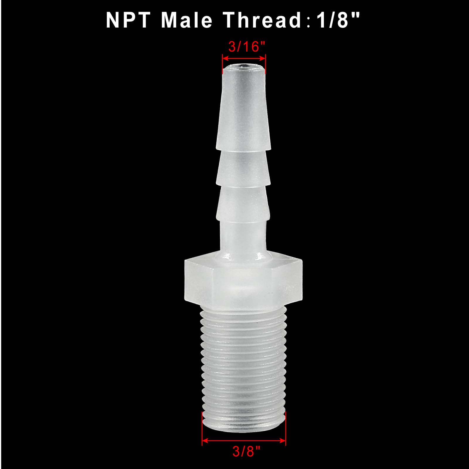 Snapklik.com : 6 Pcs Plastic Hose Barb Reducer Fitting,3/16" Barb X 1/8 ...