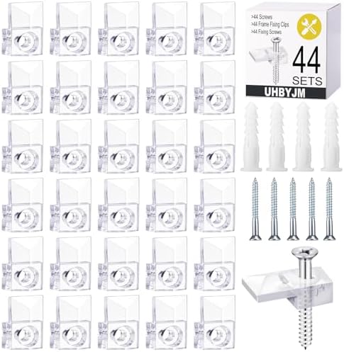 UHBYJM Mirror Holder Clips,44 Sets Clear Plastic Mirror Hanging Kit ...