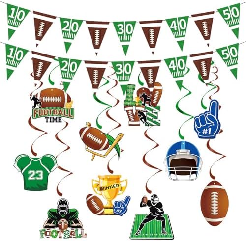 Amazon.com: Football Time Touch Down Banner, Football Hanging Swirls ...
