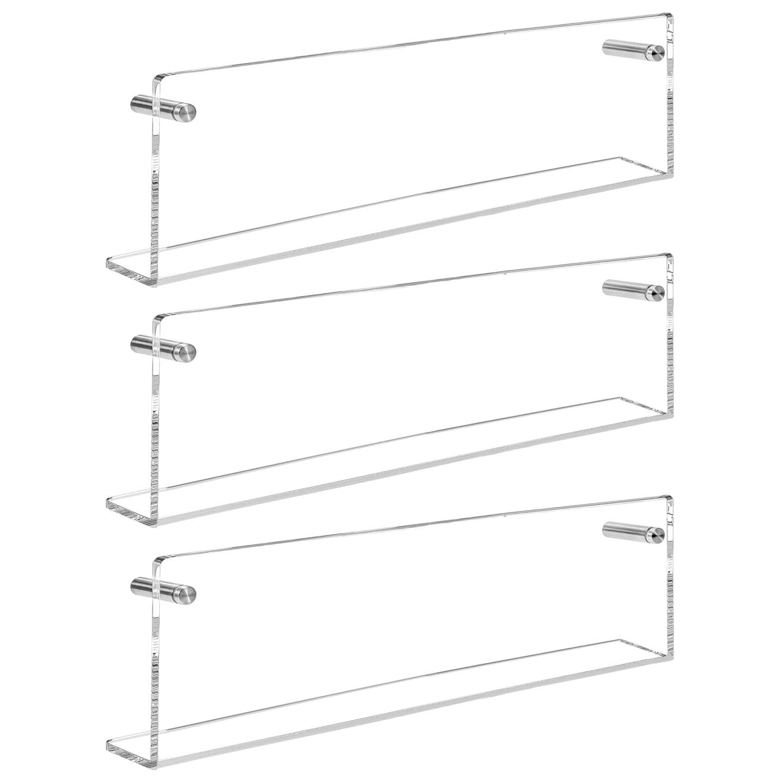 Dewonme Magazine Shelf,Set of 3,Clear Acrylic,48cm Long,Shelves for ...