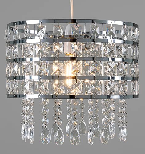 Giggi Chrome Ceiling Light Shade Cylinder Shape with Clear Acrylic ...