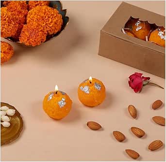 Buy Ishvara Diwali Ladoo-Shaped Candle Set – Pack of 6 Handmade ...