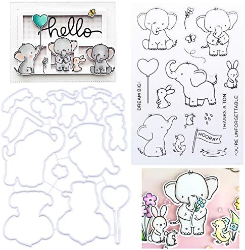 Amazon.com: Elephant Friends Die Cuts with Elephant Stamp Seal DIY ...