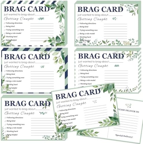 Amazon.com: CHUNNIN 60Pcs Eucalyptus Brag Cards Greenery Teacher Mail ...