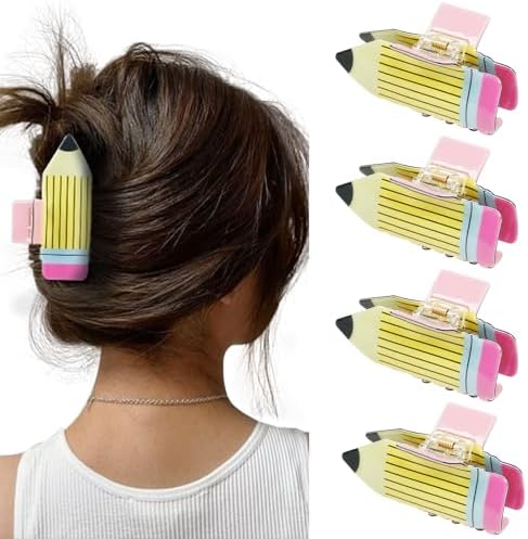 Amazon.com : Back to School Hair Claw Clips Pencil Hair Claw Clip Cute ...