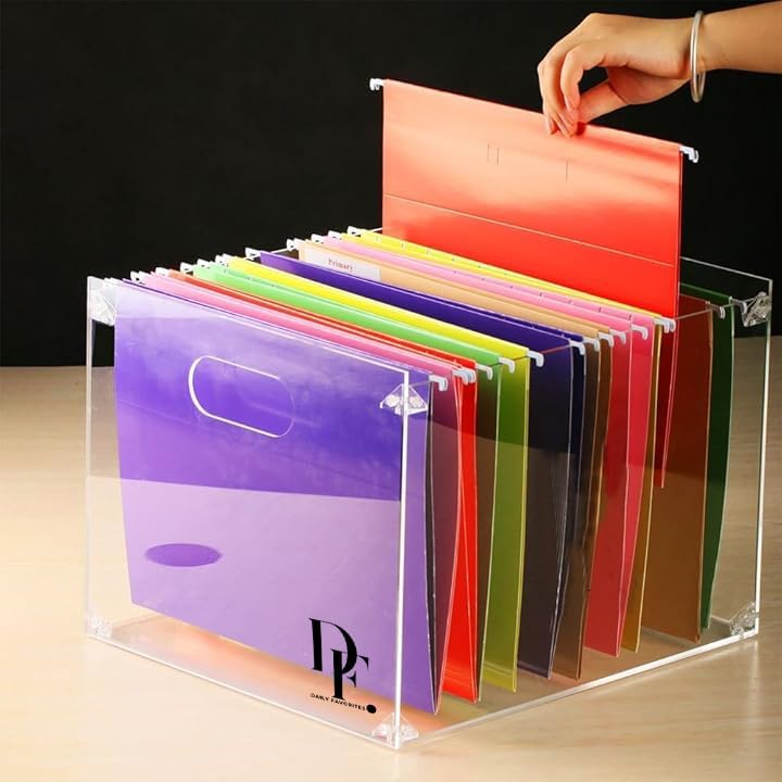 Amazon.com: POCFOINY Acrylic File Box File Organizer Box, Filing Box ...