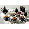 Amazon.com | Halloween Goth Tea Set, Black Gold Scallop Teapot, Black ...