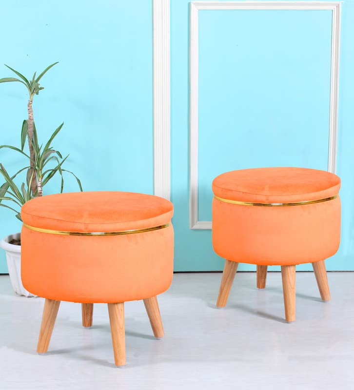 ShadowKart Pouffes Sitting Stool for Living Room, Mudda Puffy Wooden ...