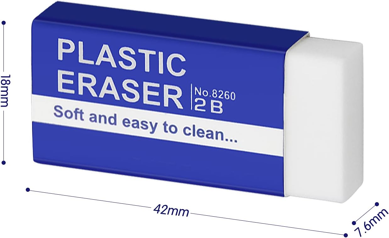 Winfred 30 PCS White Plastic Rubber Eraser Pencil Set Useful Student ...
