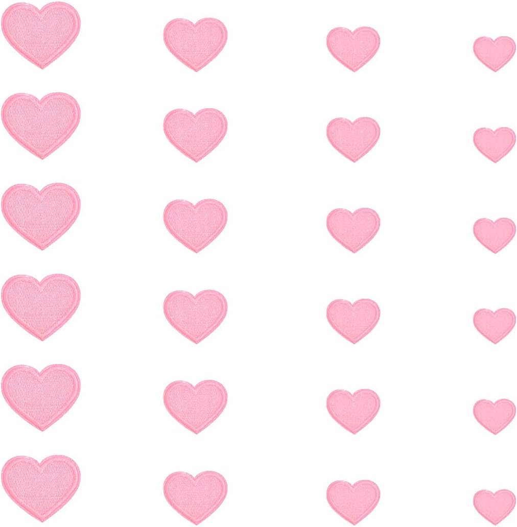 Amazon.com: ZYYC 24 pcs Pink Heart Shape Iron on Patches, Pink Hearts ...