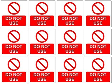 Pack of 12 Do not use Signs. 60mm x 60mm self Adhesive Stickers. Ideal ...