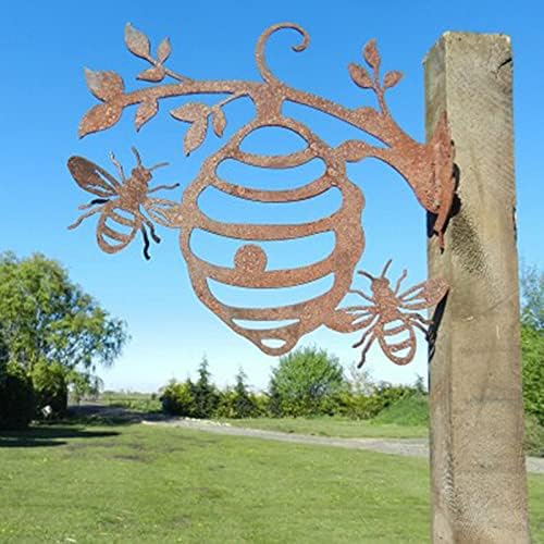 Amazon.com: Rusty Metal Bee Hive Garden Ornaments Outdoor Unusual ...