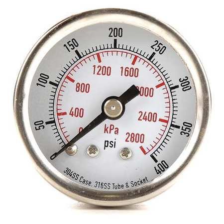 0 to 2800 Kpa, 1/8 in Npt,Pressure Gauge, 0 to 400 Psi Range, -3-2-3% ...