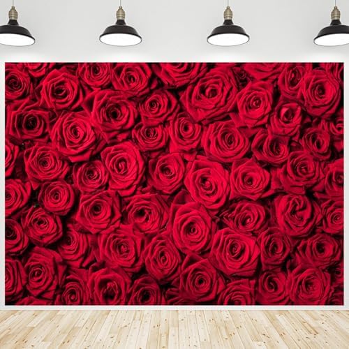 Amazon.com : CRTPOD Flower Wall Backdrop Valentine's Day Red Rose ...