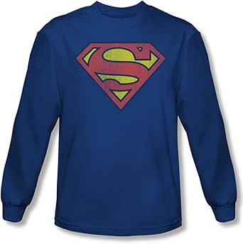 Amazon.com: Dc Comics - Mens Retro Supes Logo Distressed Long Sleeve ...