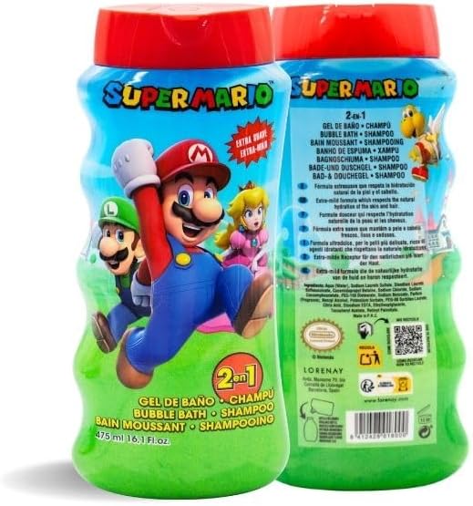 Super Mario Kids 2-in-1 Bubble Bath & Shampoo - Gentle, Paraben-Free ...