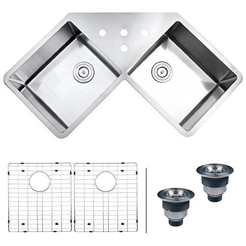 Snapklik.com : Ruvati RVH8400 Undermount Corner Kitchen Sink 16 Gauge ...