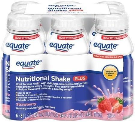 Amazon.com : Equate Strawberry Nutritional Shake Plus, 8 fl oz, 6 count ...