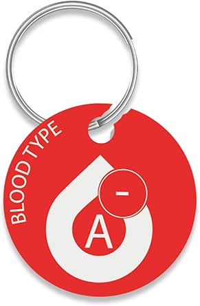 Sticky Art UK Blood Type Keyring Alert Tag Medical Label Blood Group ...