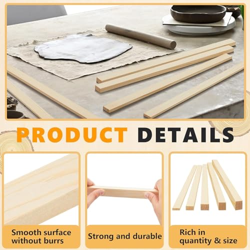 10pcs Pottery Rolling Guide Sticks, 5 Sizes Wooden Rolling Pin Guides ...