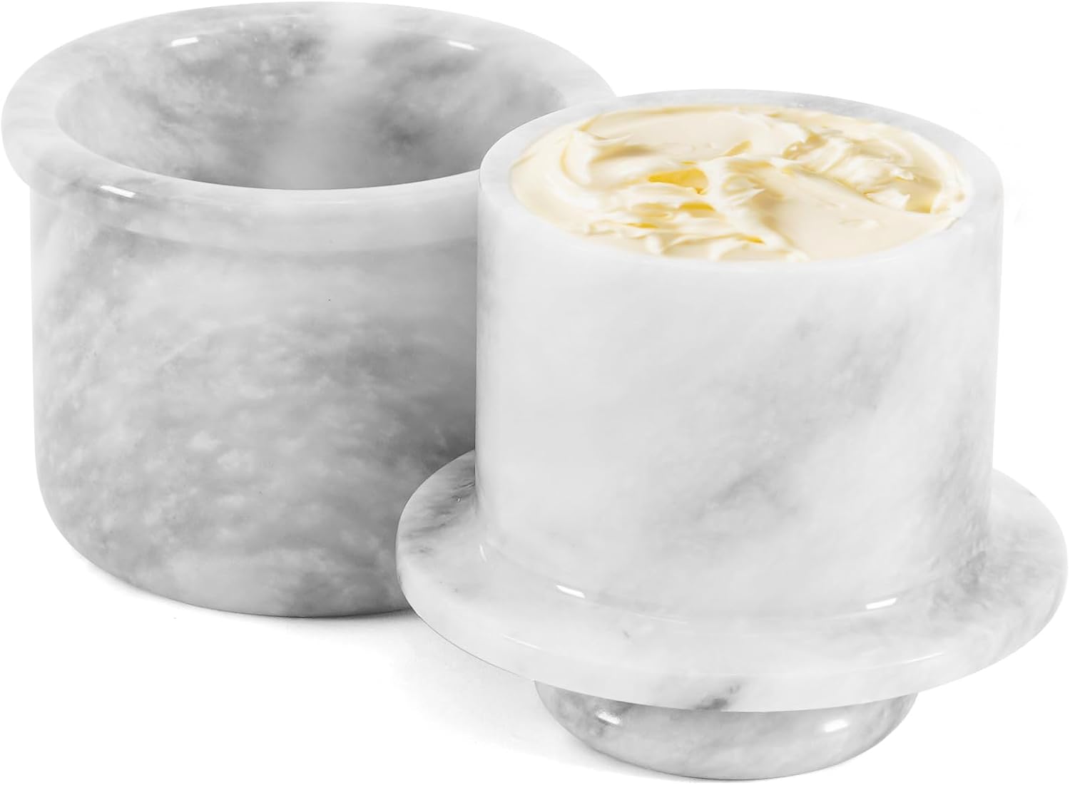 Amazon.com | Marble Butter Keeper with Lid Handmade White French Butter ...