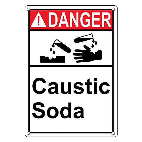 Weatherproof Plastic Vertical ANSI Danger Caustic Soda Sign with ...
