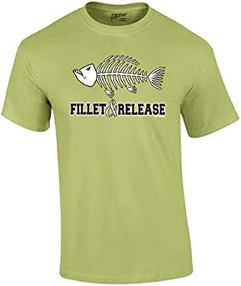 Fishing T-shirt Fillet and Release Fish Bones Tee Funny Humorous ...