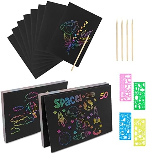 Tczecoo Scratch Pictures for Children, Pack of 24 Rainbow Scratch Paper ...