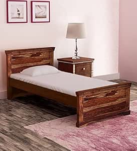 SHREE NATURAL® Solid Sheesham Wood Single Size Bed Without Storage for Bedroom | Solid Wood ...