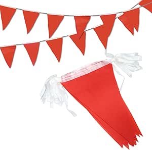 Amazon.com: Novelty Place 36 Feet Solid Red Pennant Banner - 30 ...