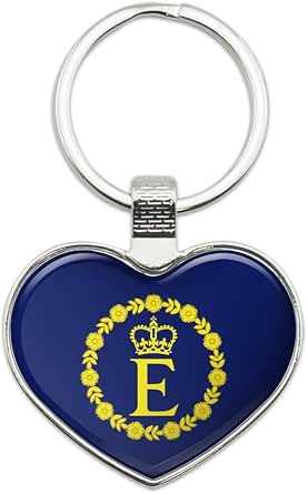 Amazon.com: Queen Elizabeth II Flag Keychain Heart Love Metal Key Chain ...