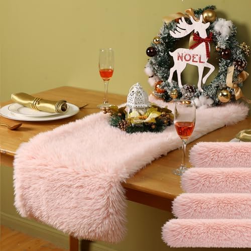Amazon.com: Buryeah 4 Pcs Fur Table Runner 11.8 x 35.4 Inch Luxury Faux ...
