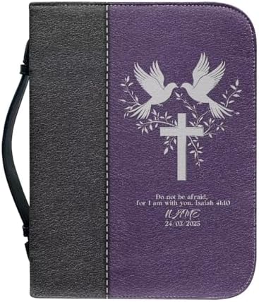 Amazon.com: Sellikakes Purple Bible Cover Case PU Leather Bible ...