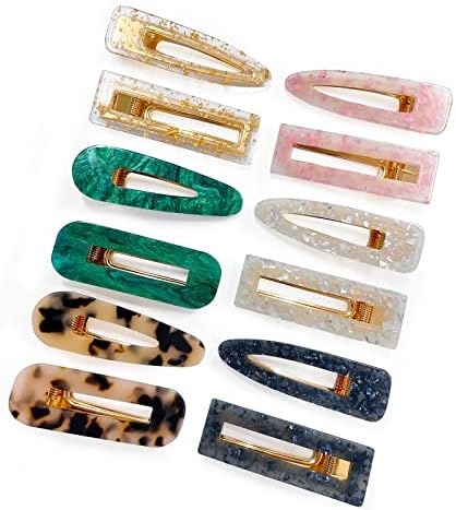 Amazon.com : Parcce 12 Pieces Acrylic Resin Marble Hair Clips Set ...