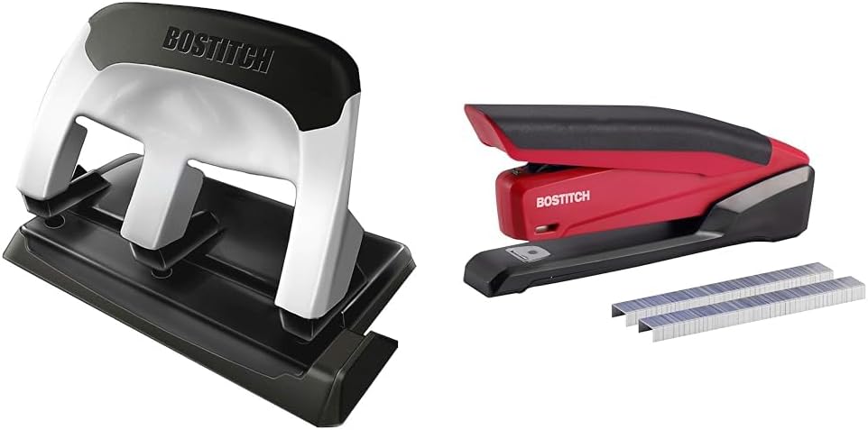 Amazon.com : Bostitch Office Heavy Duty 40-Sheet 3 Hole Punch and One ...