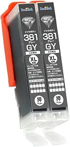 Amazon.co.jp: Ecoink キヤノン用 BCI-381GY-XL グレー 灰色 2本パック Canon プチプラ 互換インク 増量タイプ 増量版 大容量 BCI381GY 互換 ...