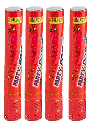 SITCO Set of 4pcs “Red” Party Poppers Confetti Big Size for Birthday ...