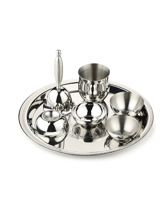 ARTTDINOX Stainless Steel Pooja Thali Set | Premium Thali Set for ...