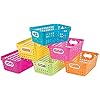 Amazon.com: Fun Express Neon Tall Plastic Storage Baskets with Handles ...