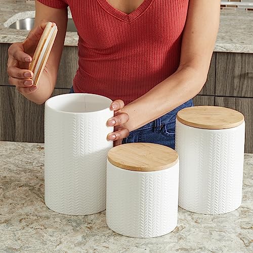 Snapklik.com : Home Basics Wave 3 Piece Ceramic Canister Set