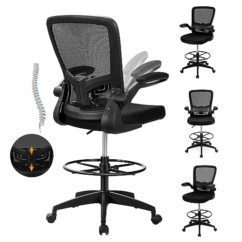 POWERSTONE Drafting Chair, Ergonomic Tall Office Chair Stool Standing ...