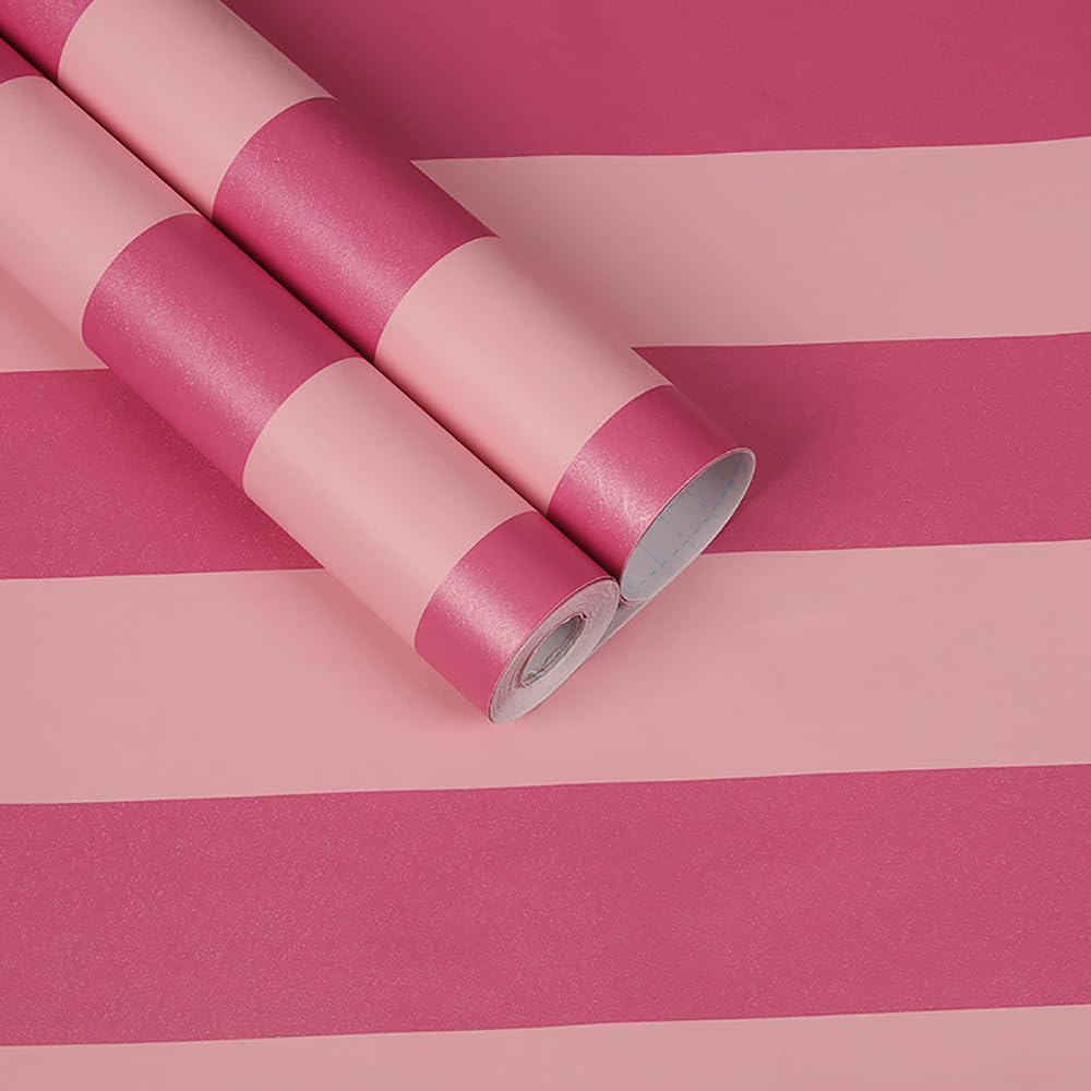 Amazon.com - GAOTAOBN Rose Pink and Rose Red Stripes Peel & Stick Shelf ...