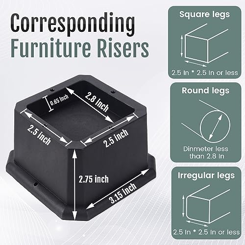 Snapklik.com : Furniture Risers 2 Inch Bed Risers Heavy Duty Adjustable ...