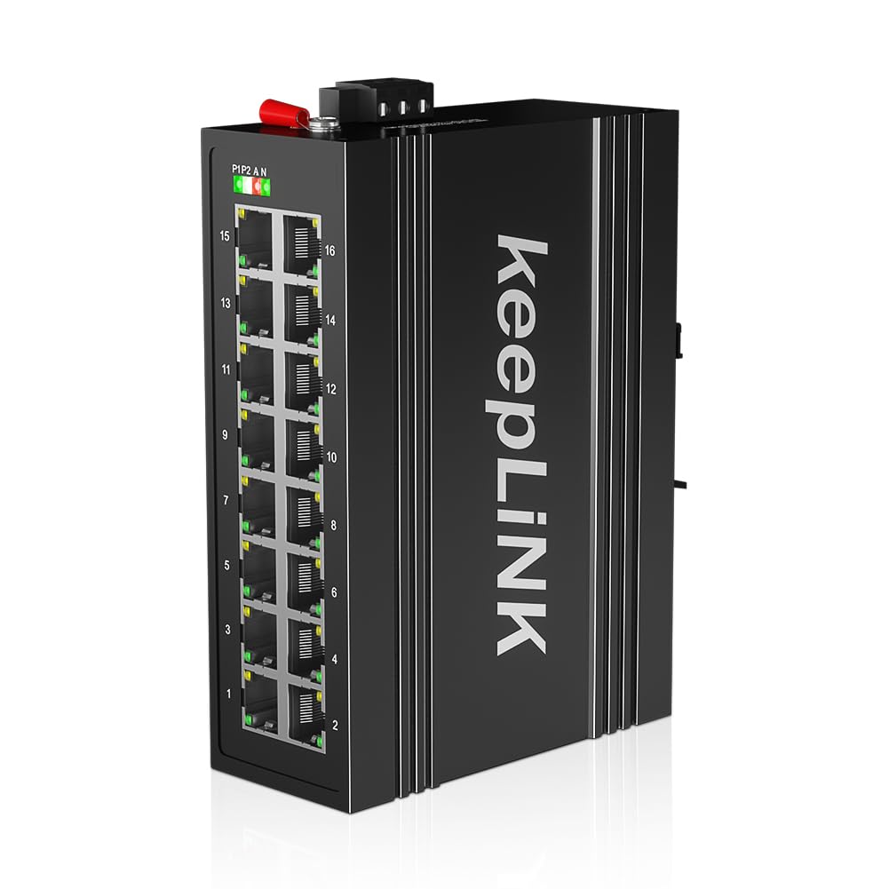 Amazon.com: keepLiNK 16 Port Industrial Gigabit Switch, Ethernet DIN ...