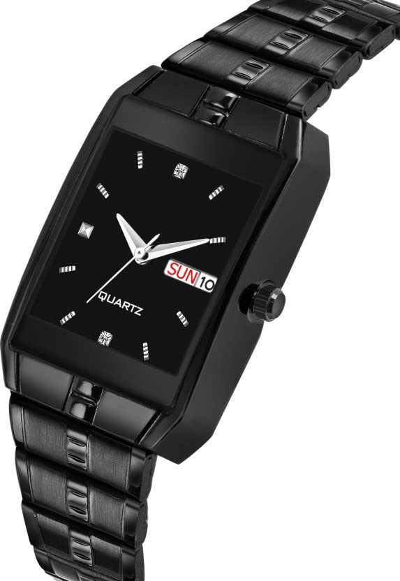 Buy New Trending Black Square Day & Date Dial and Black Stainless Steel ...